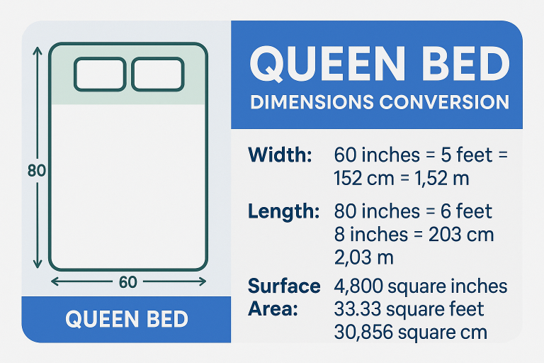 Queen Bed Dimensions Guide Size in Feet, Inches, Centimeters